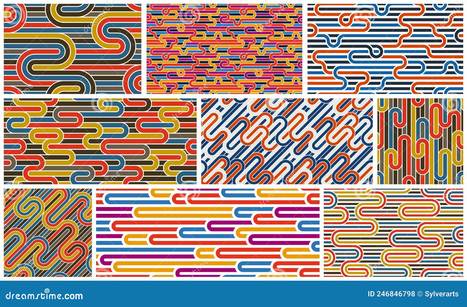 Stripy Vector Seamless Patterns with Woven Lines, Geometric Abstract ...