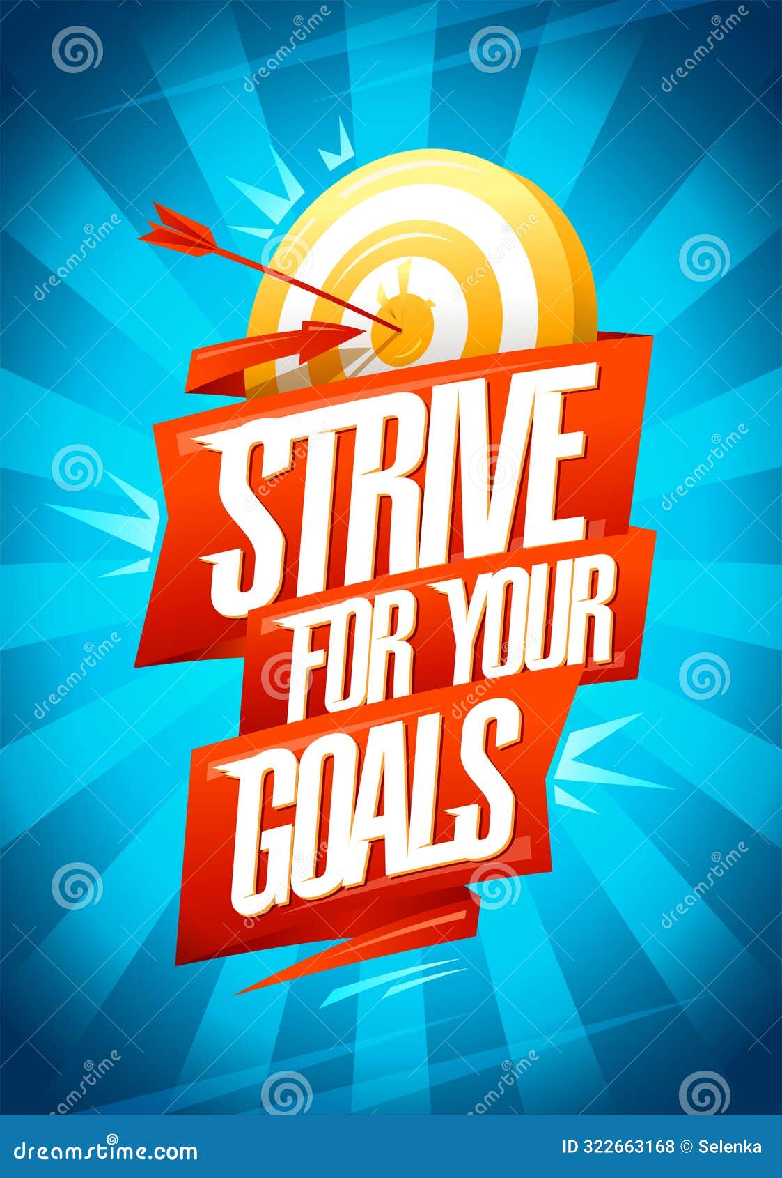 Strive For Your Goals - Motivational Poster With Target Vector ...