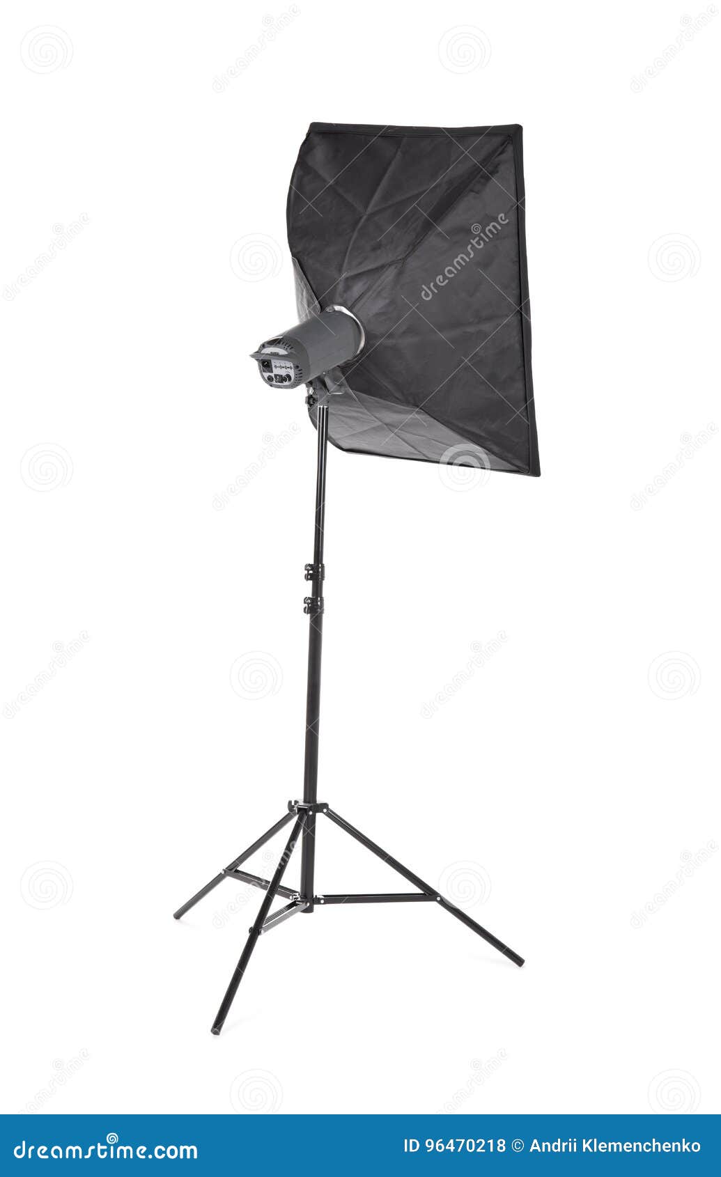 Strobe Flash Light with Stand and Softbox, Isolated on a White ...