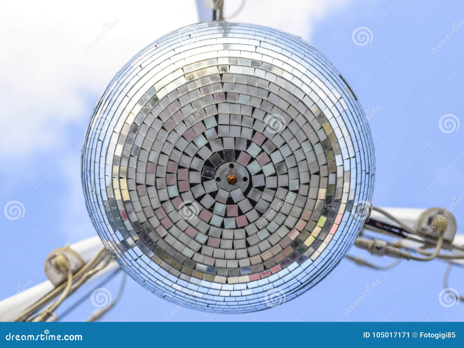 Stroboscope Hanging on the Wires. Stroboscope for a Street Disco. Stock ...