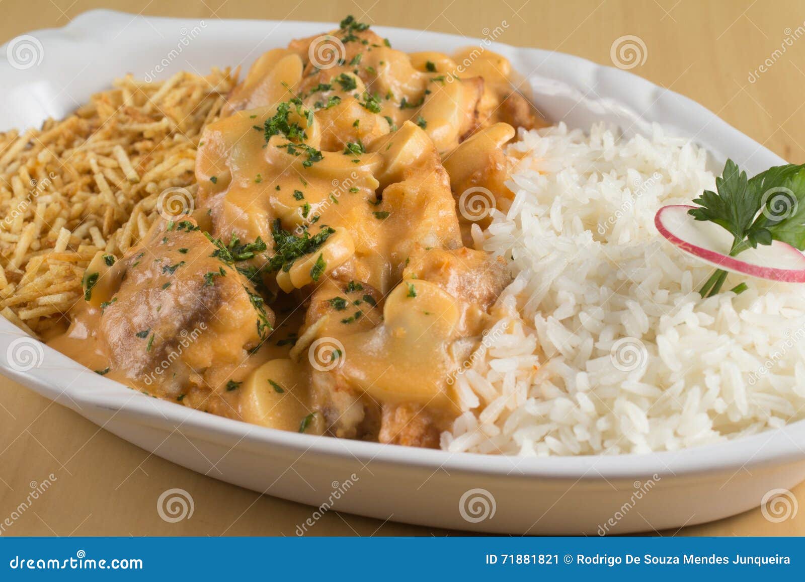 Stroganoff Fish with Rice stock image. Image of gravy - 71881821