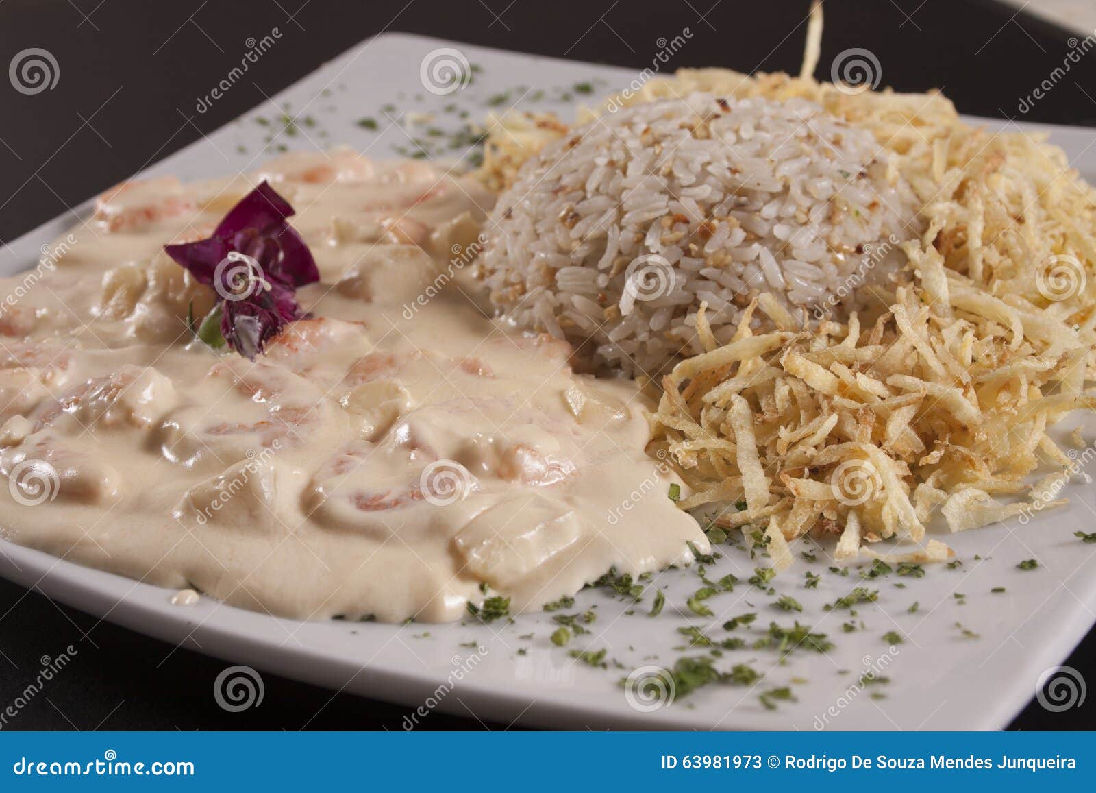 Strogonoff stock image. Image of sauce, fish, rice, creamy - 63981973