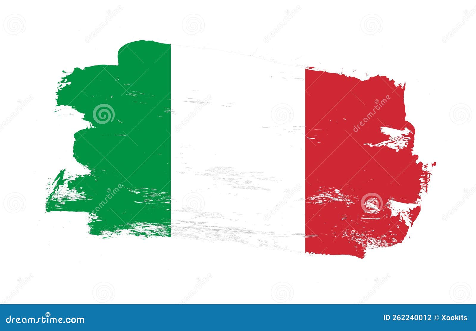 Stroke Brush Painted Distressed Flag of Italy on White Background Stock ...