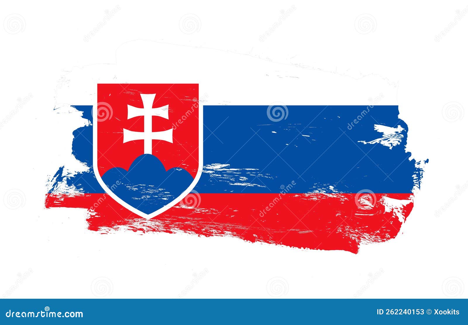 Stroke Brush Painted Distressed Flag of Slovakia on White Background ...