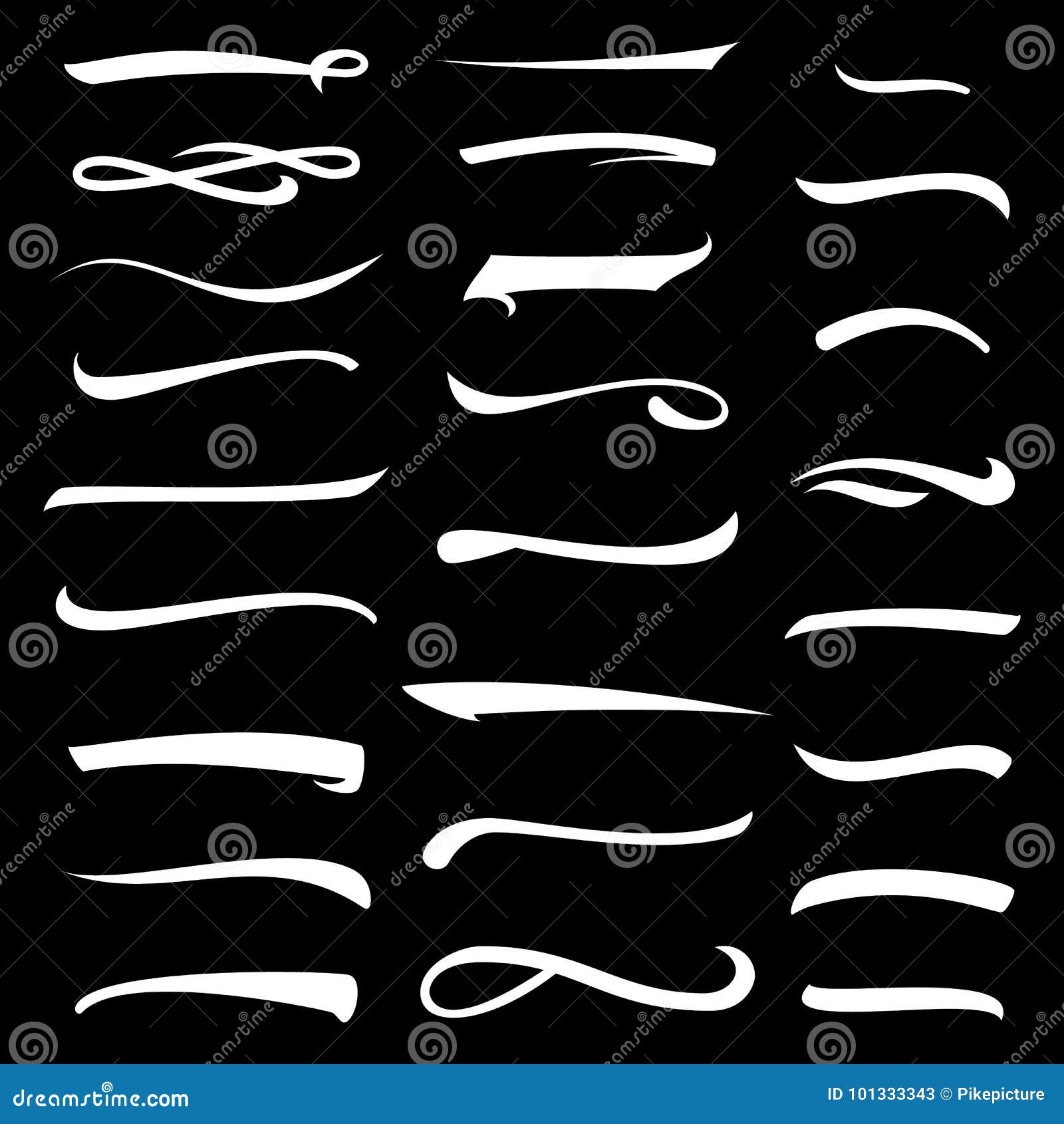 Stroke. Hand Drawn Highlighter. Stroke Set. Ink Handmade Elements Stock ...