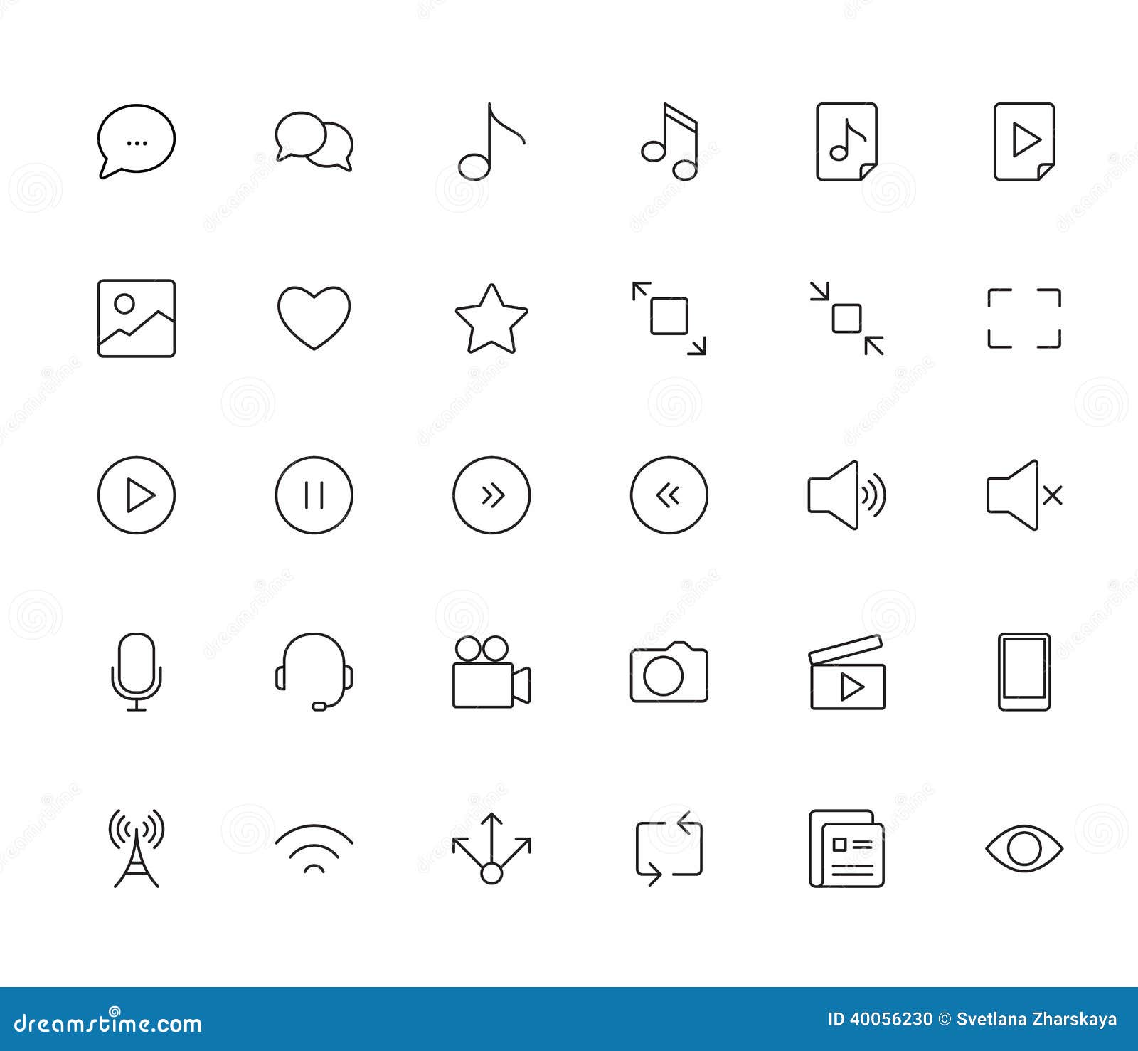 Stroke media icon set stock vector. Illustration of file - 40056230