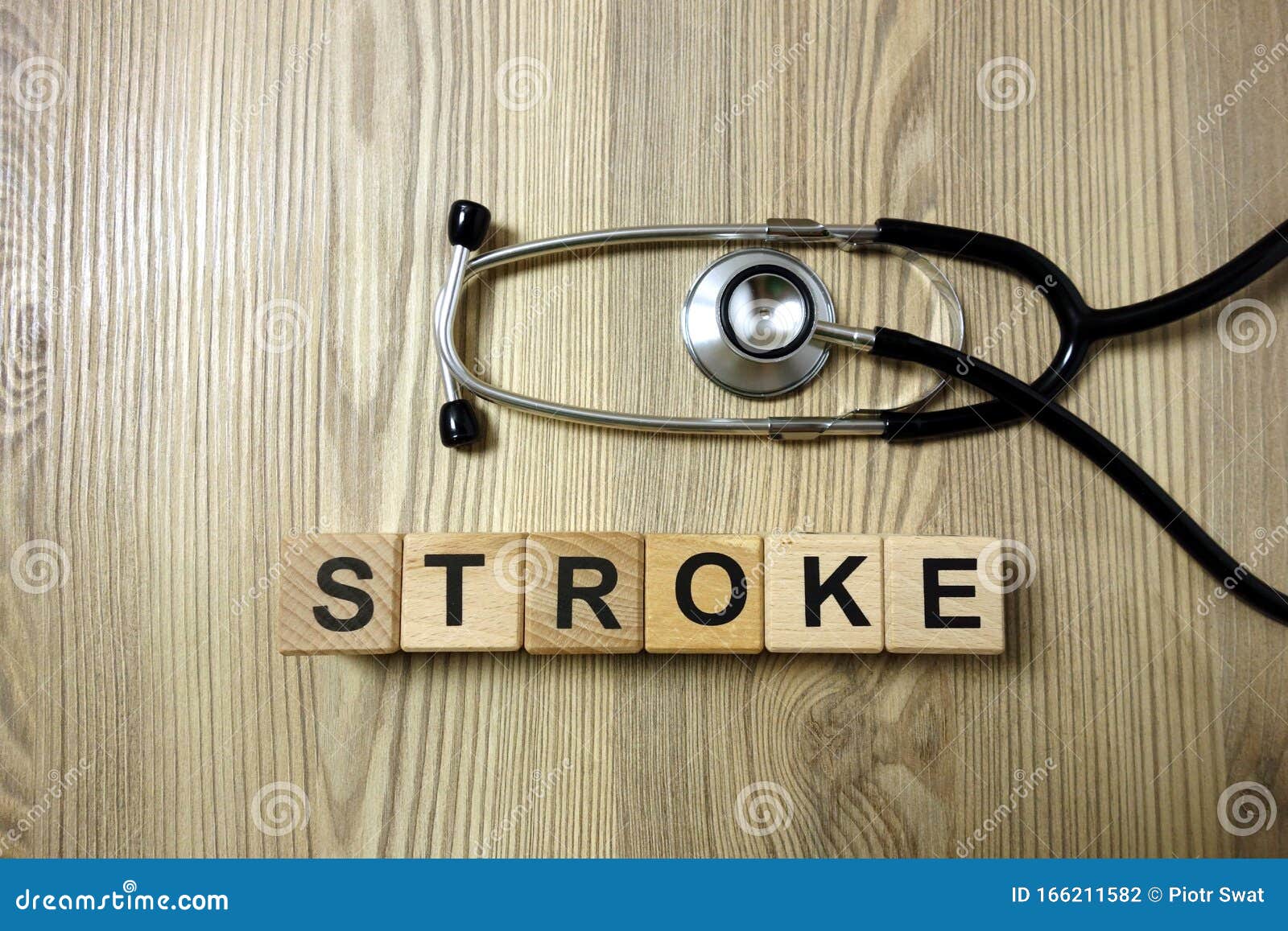 Stroke Word with Stethoscope on Wooden Background Stock Photo - Image ...