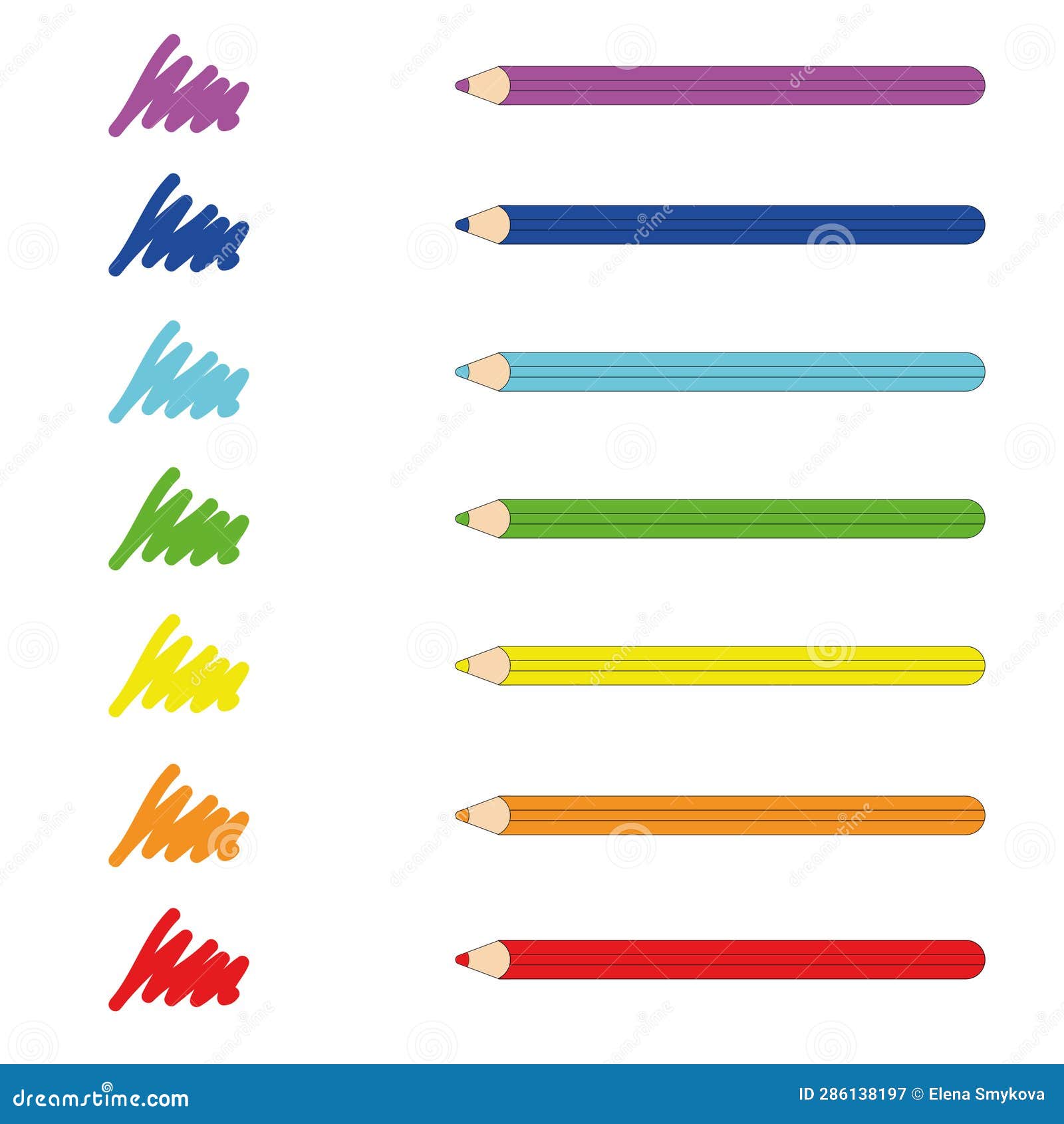 Strokes Drawn with Colored Pencils of Different Colors of the Rainbow ...