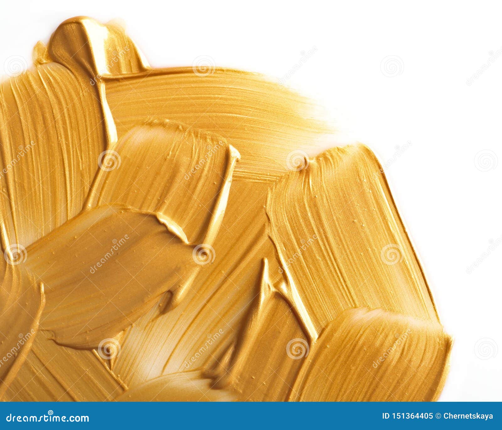 Strokes of Gold Paint Isolated on White Stock Image - Image of ...