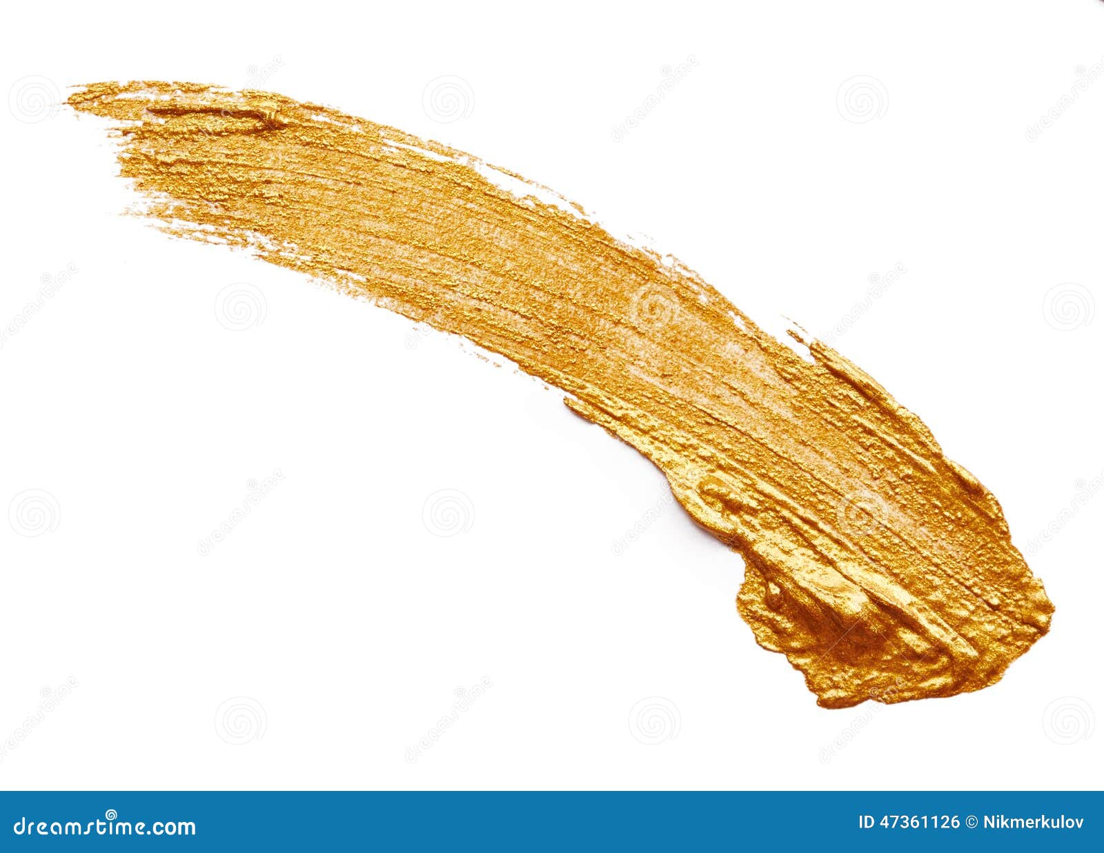 Golden Paint Stroke Isolated On White Background. Containes Working Or ...