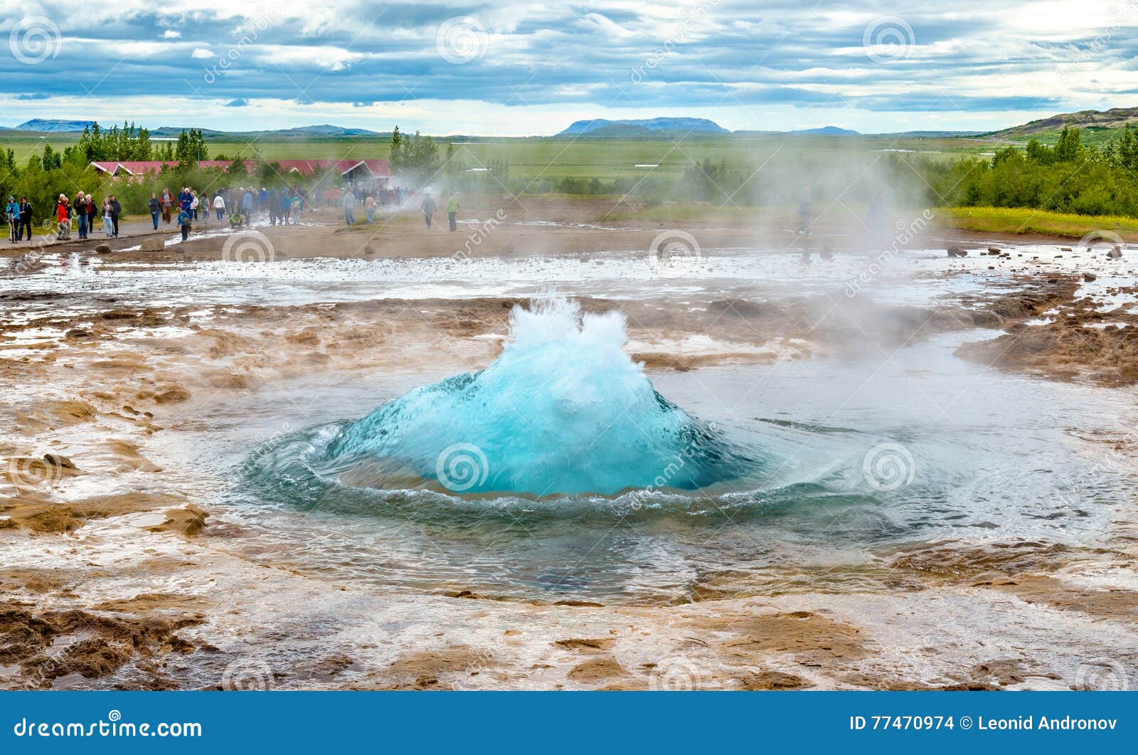 Strokkur Geyser about To Erupt Stock Photo - Image of people, icelandic ...