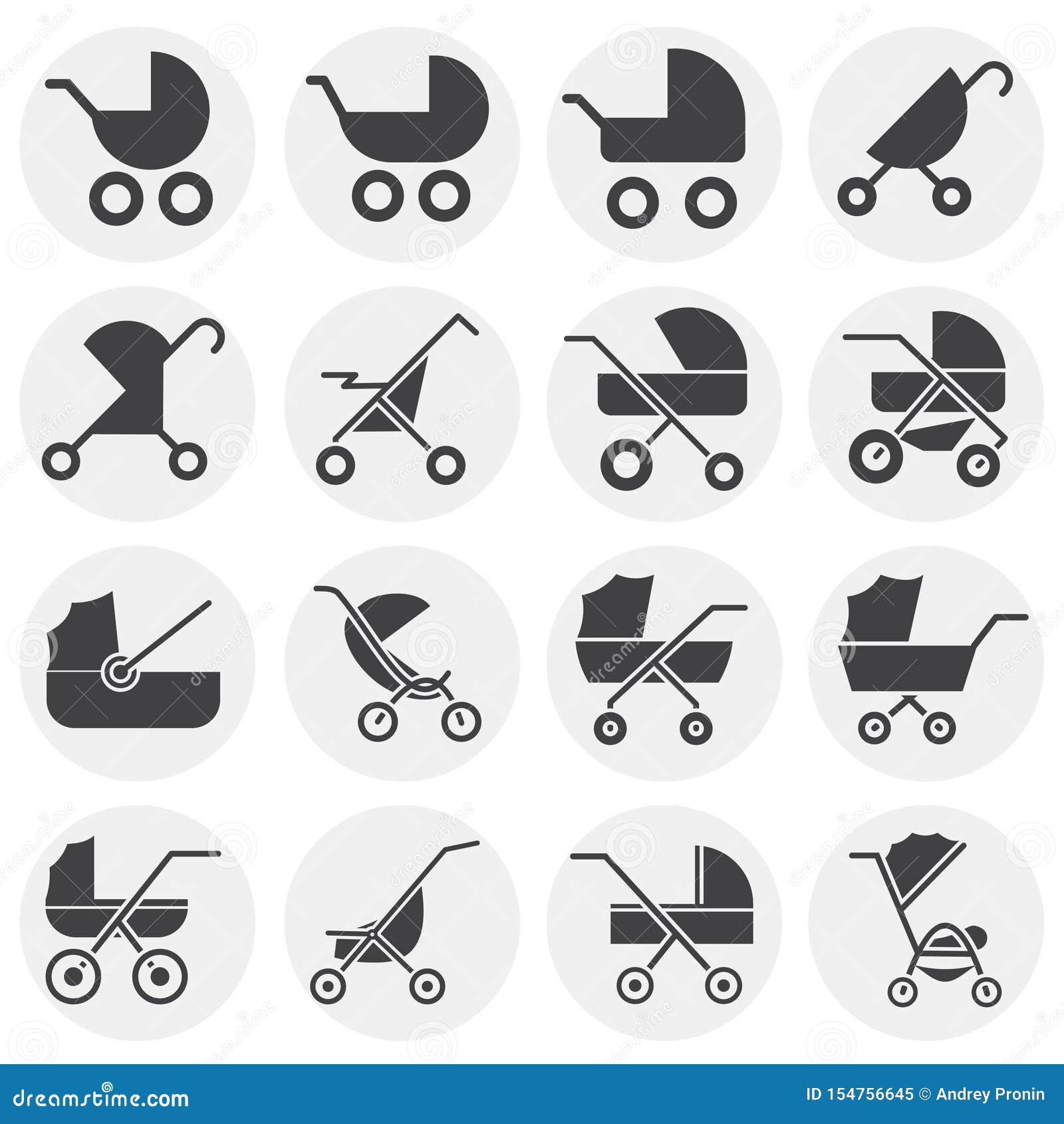 Stroller Icons Set on Background for Graphic and Web Design. Simple ...