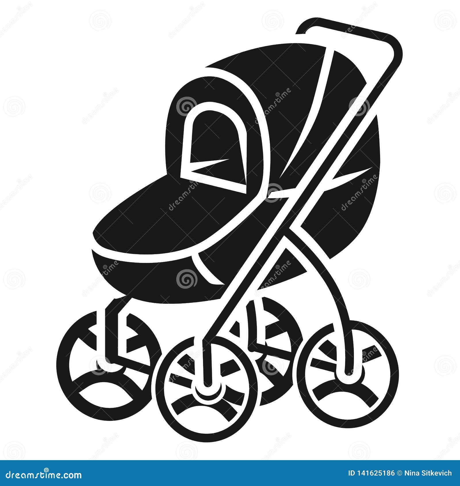 Stroller with Large Wheels Icon, Simple Style Stock Vector ...