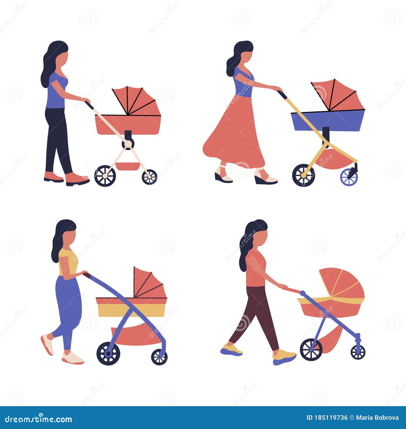 Stroller stock illustration. Illustration of walk, drawing - 185119736