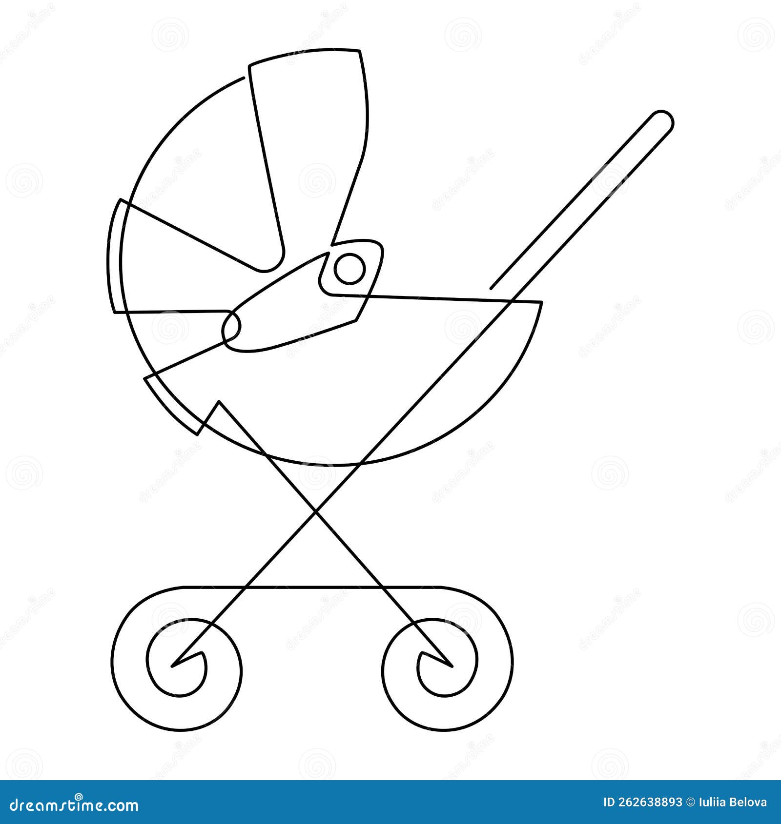 Stroller for Walking with a Newborn Baby. Continuous Line Drawing ...