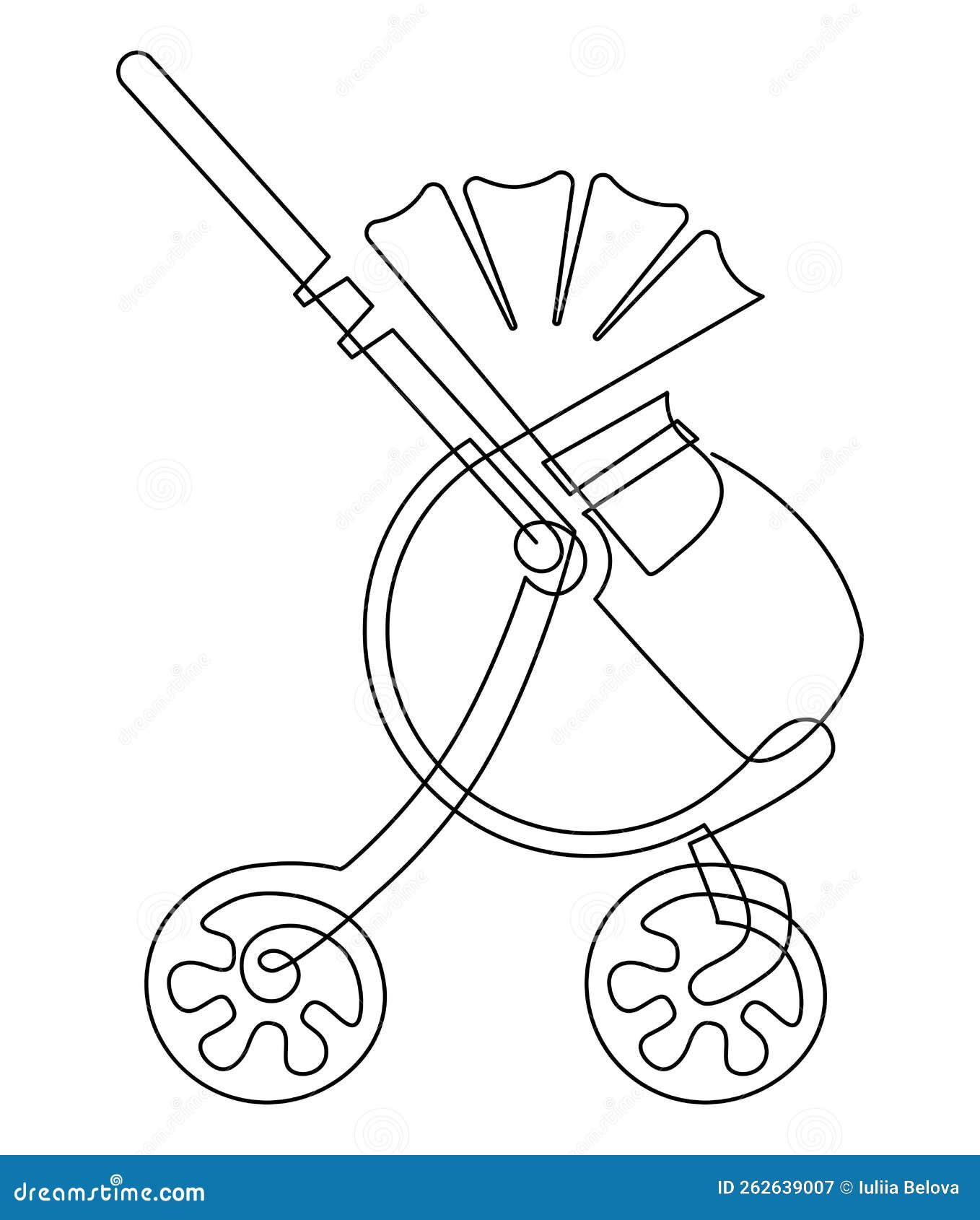 Stroller for Walking with a Newborn Baby. Continuous Line Drawing ...