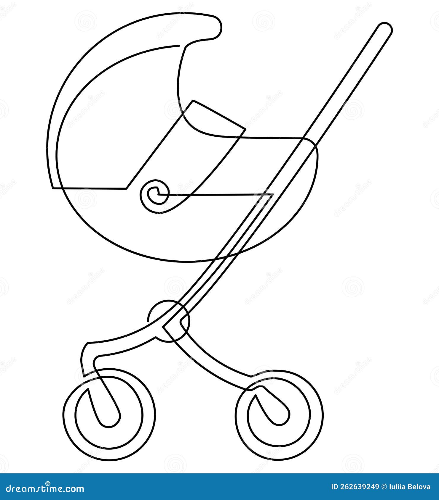 Stroller for Walking with a Newborn Baby. Continuous Line Drawing ...