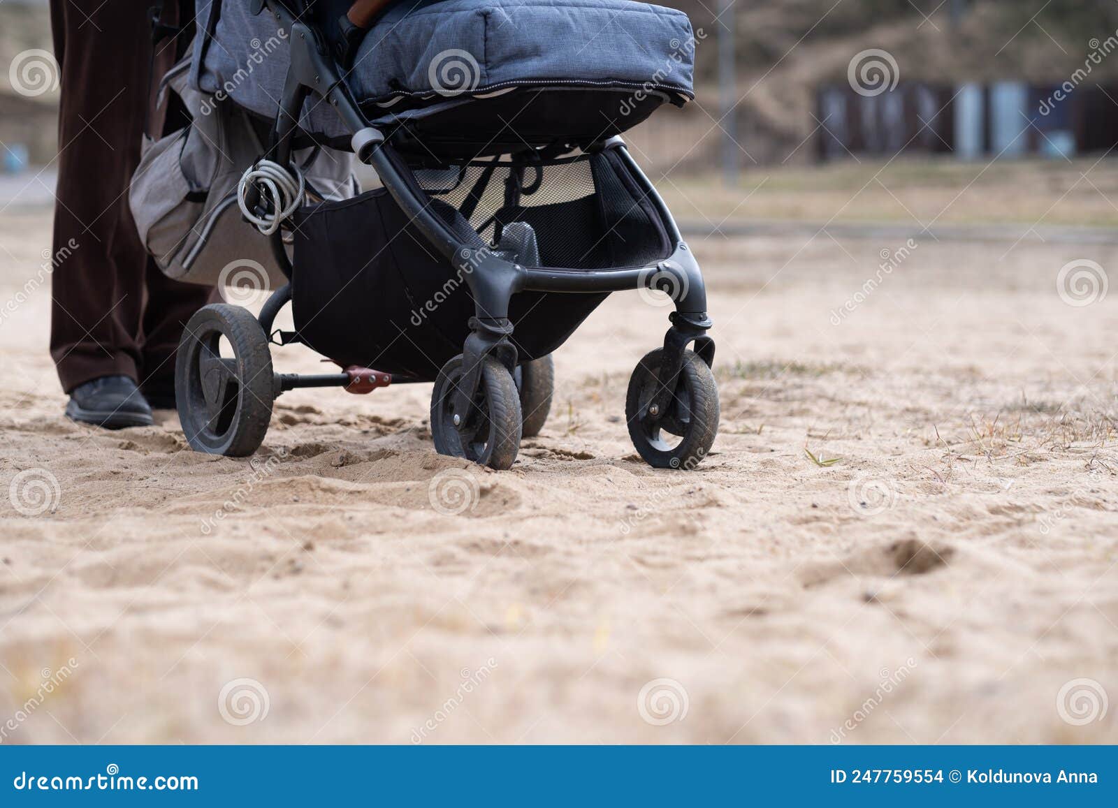 Wheels at Sandy Beach. Stroller that Could Move on Sand Stock Photo ...