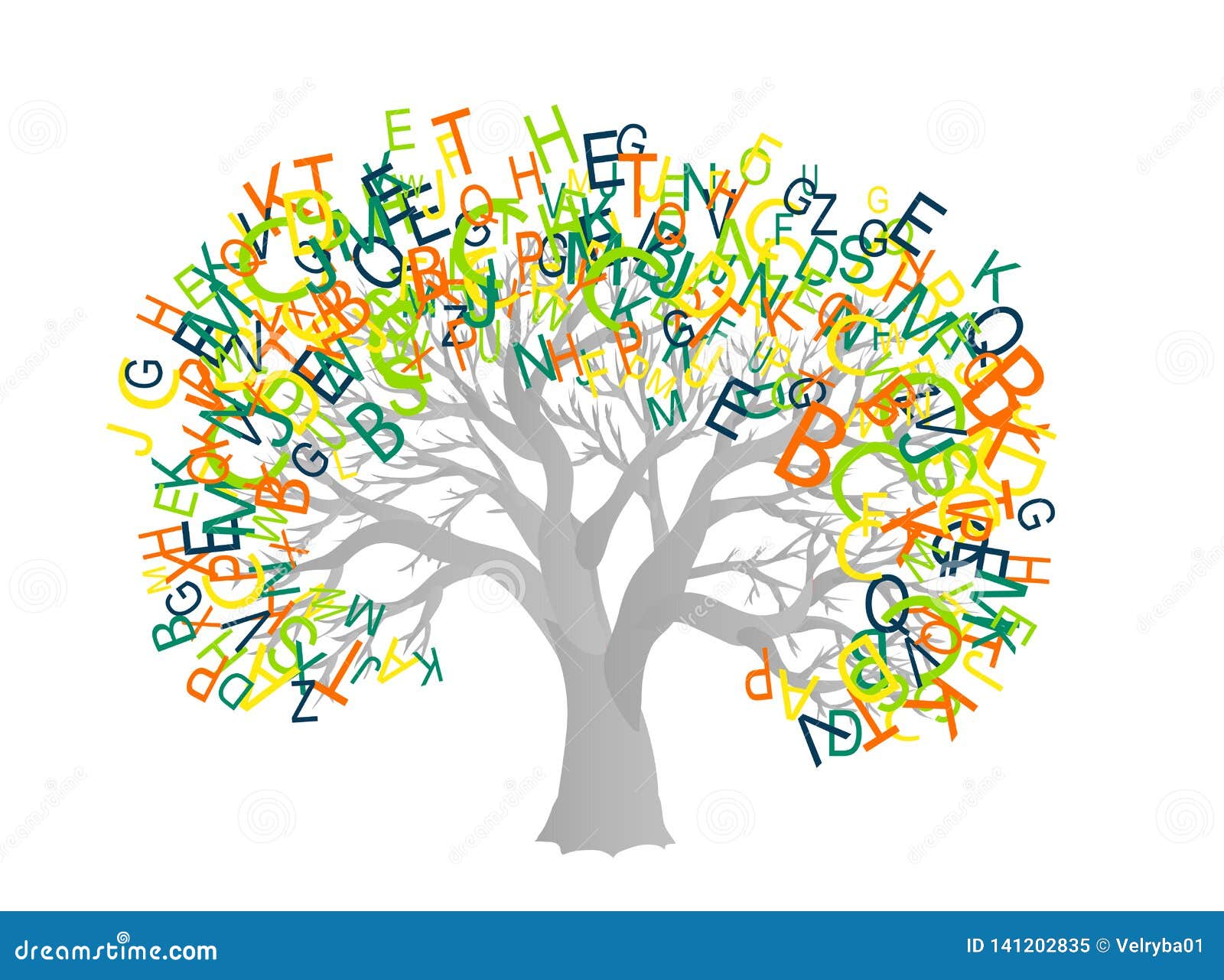 Tree, letters abc alphabet stock vector. Illustration of leaves - 141202835