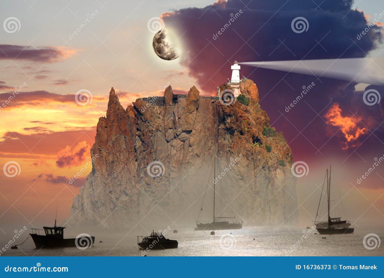 Stromboli Lighthouse, Italy Stock Image - Image of dusk, security: 16736373