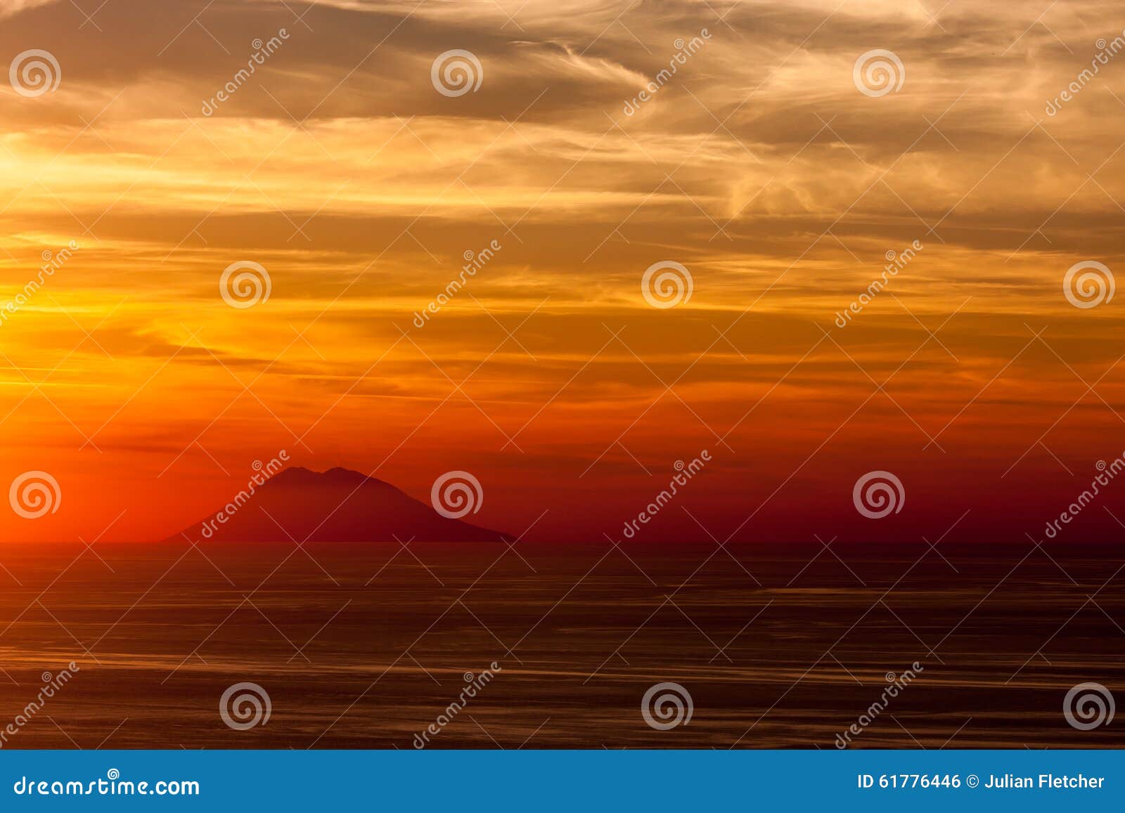 Stromboli Volcano at Sunset Stock Photo - Image of lava, cloud: 61776446