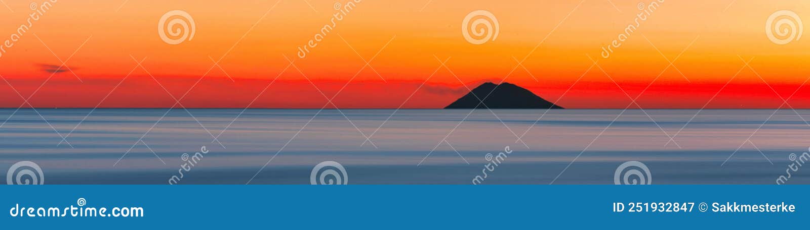 Stromboli Volcano in Sunset Widescreen Banner Stock Image - Image of ...