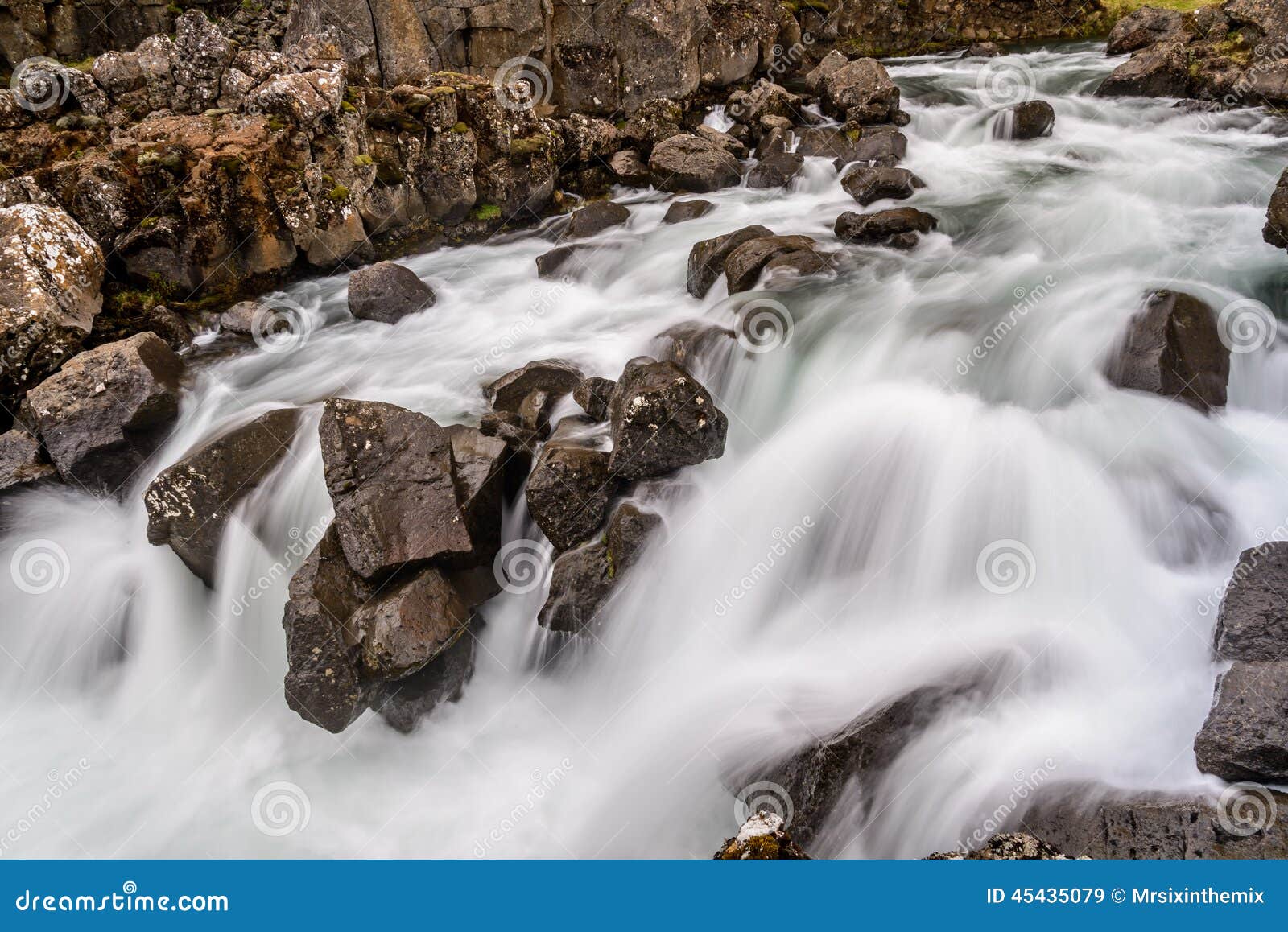Stromend Rivierwater in Het Nationale Park Van Thingvellir, IJsland ...