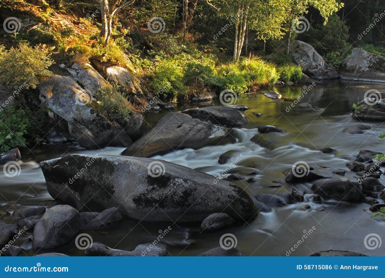 Stromend Water Over Rotsen En Keien Stock Foto - Image of buiten, groen ...