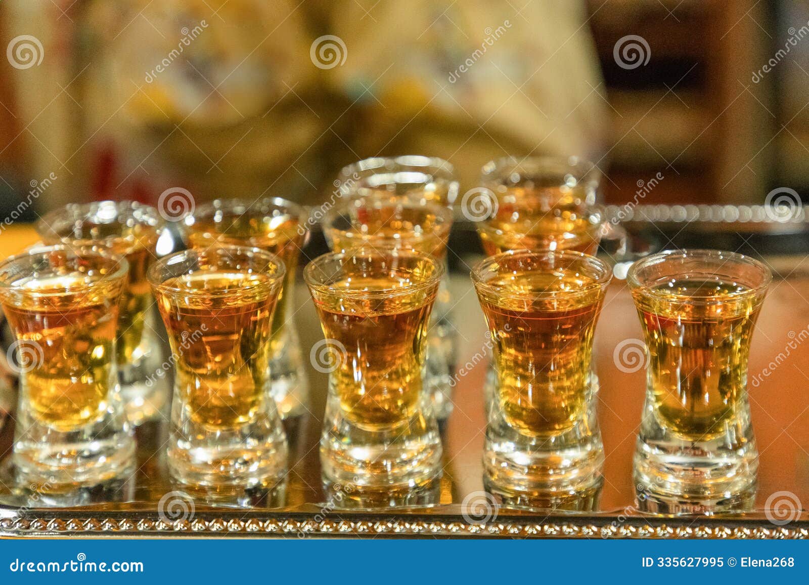 Strong Alcoholic Drink in Small Glasses Stock Image - Image of orange ...