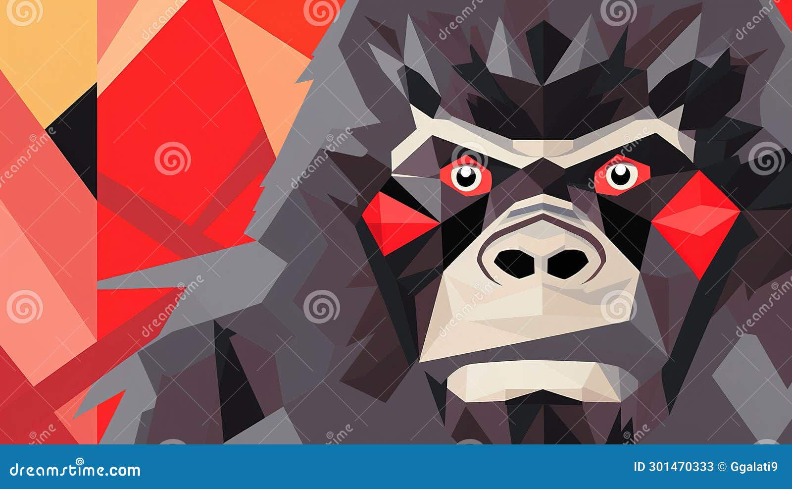 Strong Angry Ape Face, Geometrical Modern Artwork, Ai Generated Image ...