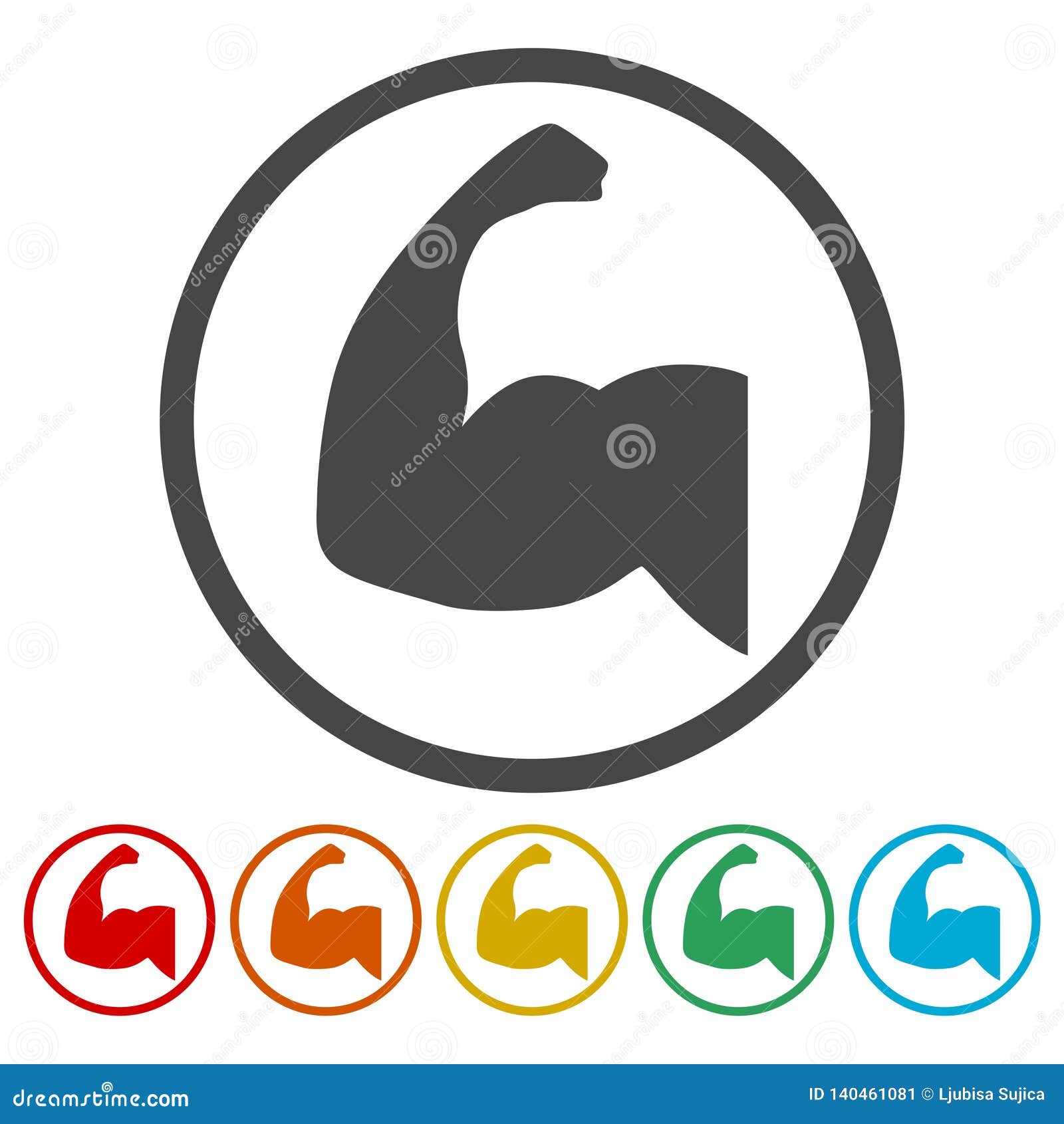 Strong arm icons set stock vector. Illustration of male - 140461081