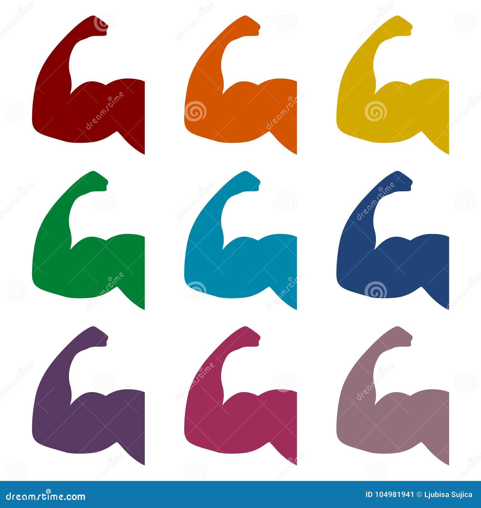 Strong arm icons set stock vector. Illustration of anatomy - 104981941