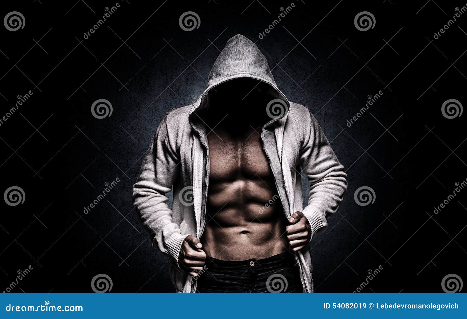 Strong Athletic Man on Black Background Stock Image - Image of black ...