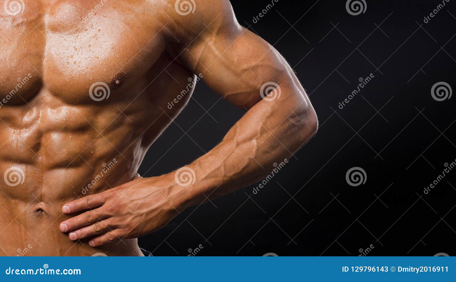 Strong Athletic Man Muscular Body Torso Six Pack Abs Perfect Male
