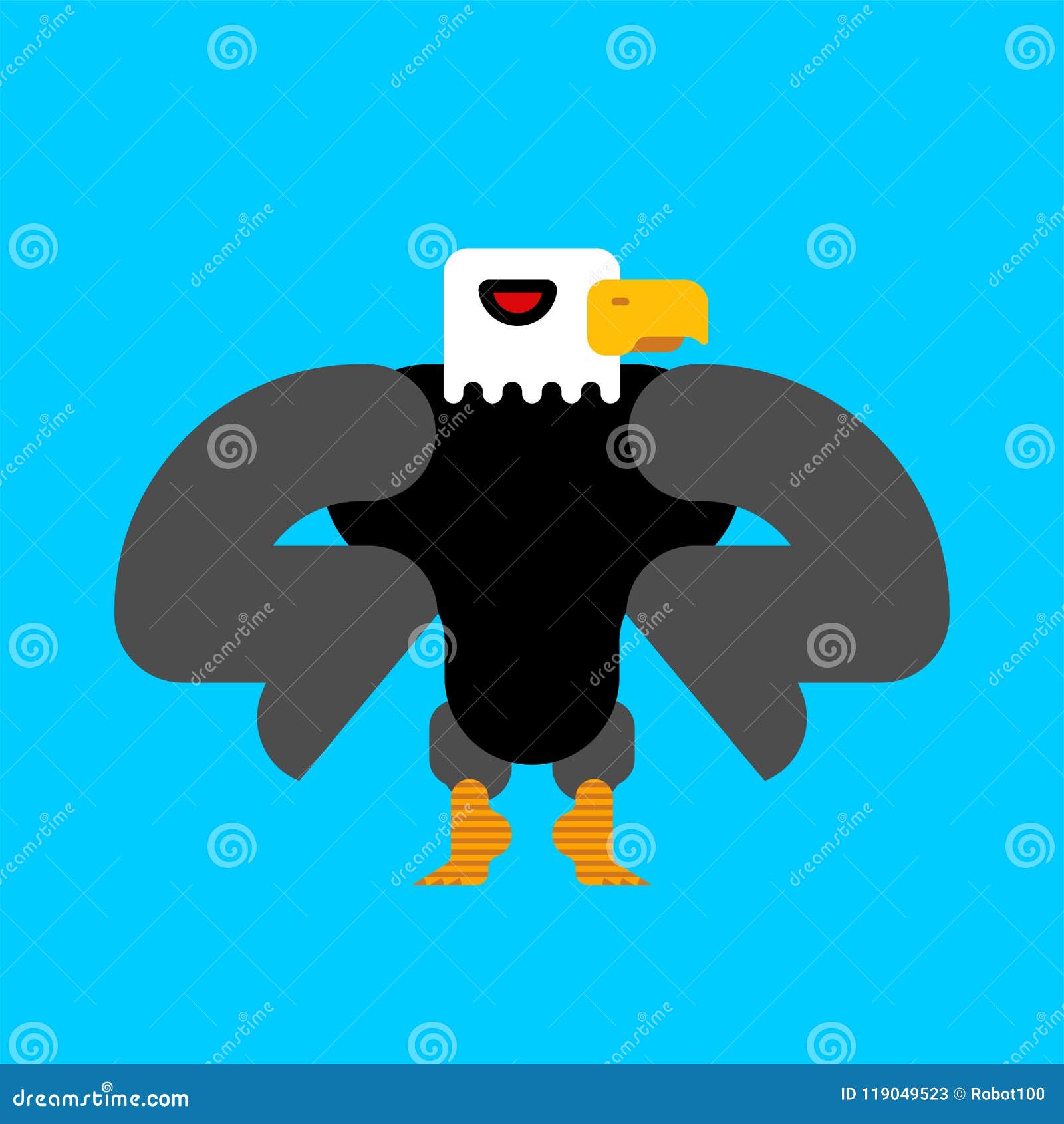 Strong Bald Eagle Isolated. Great Powerful Bird. Vector Illustration ...