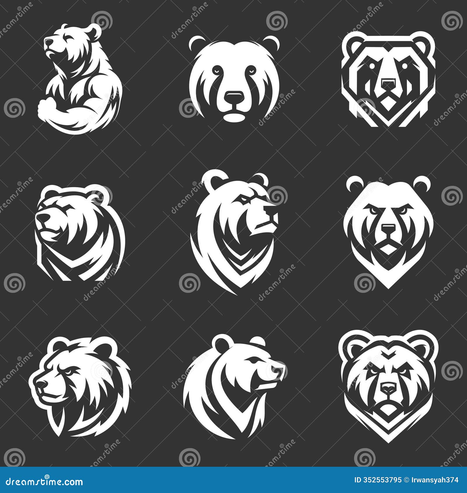 Strong Bear, Logo Strength Symbol Collection Stock Illustration ...