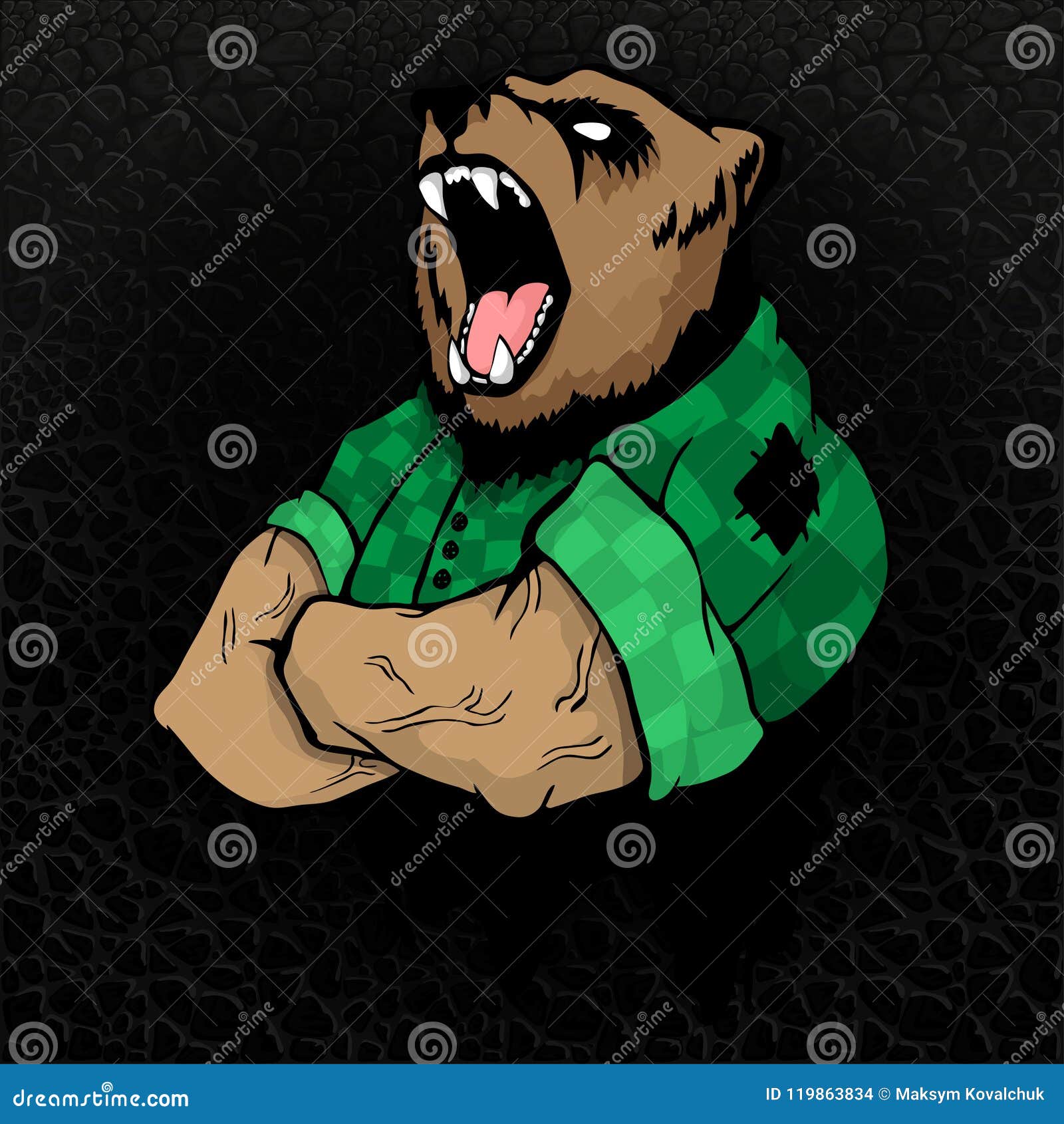 Strong Bear. Logo For Sports Club Team. Grizzly Bear With Big Mu ...