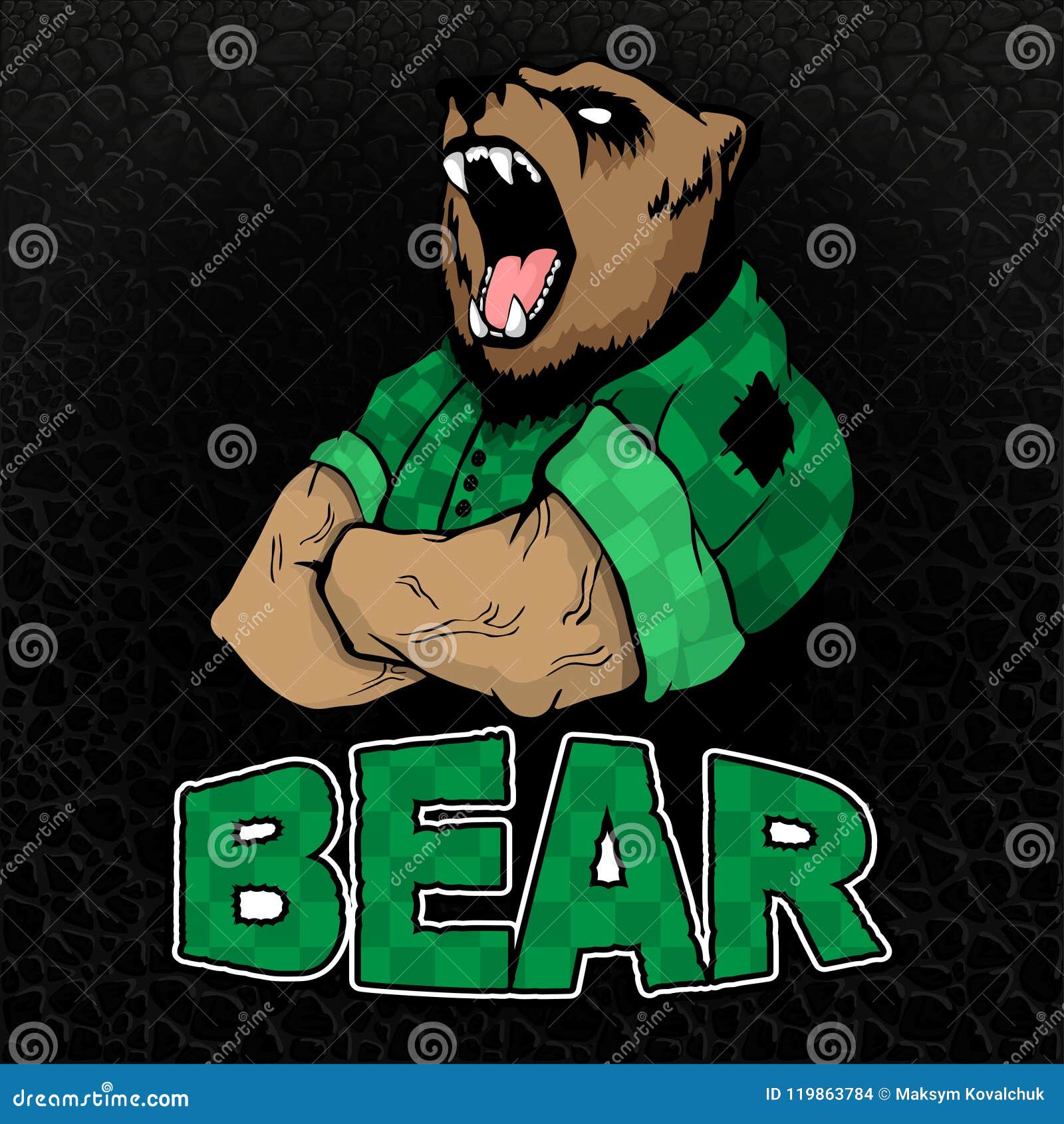 Strong Bear. Logo For Sports Club Team. Grizzly Bear With Big Mu ...