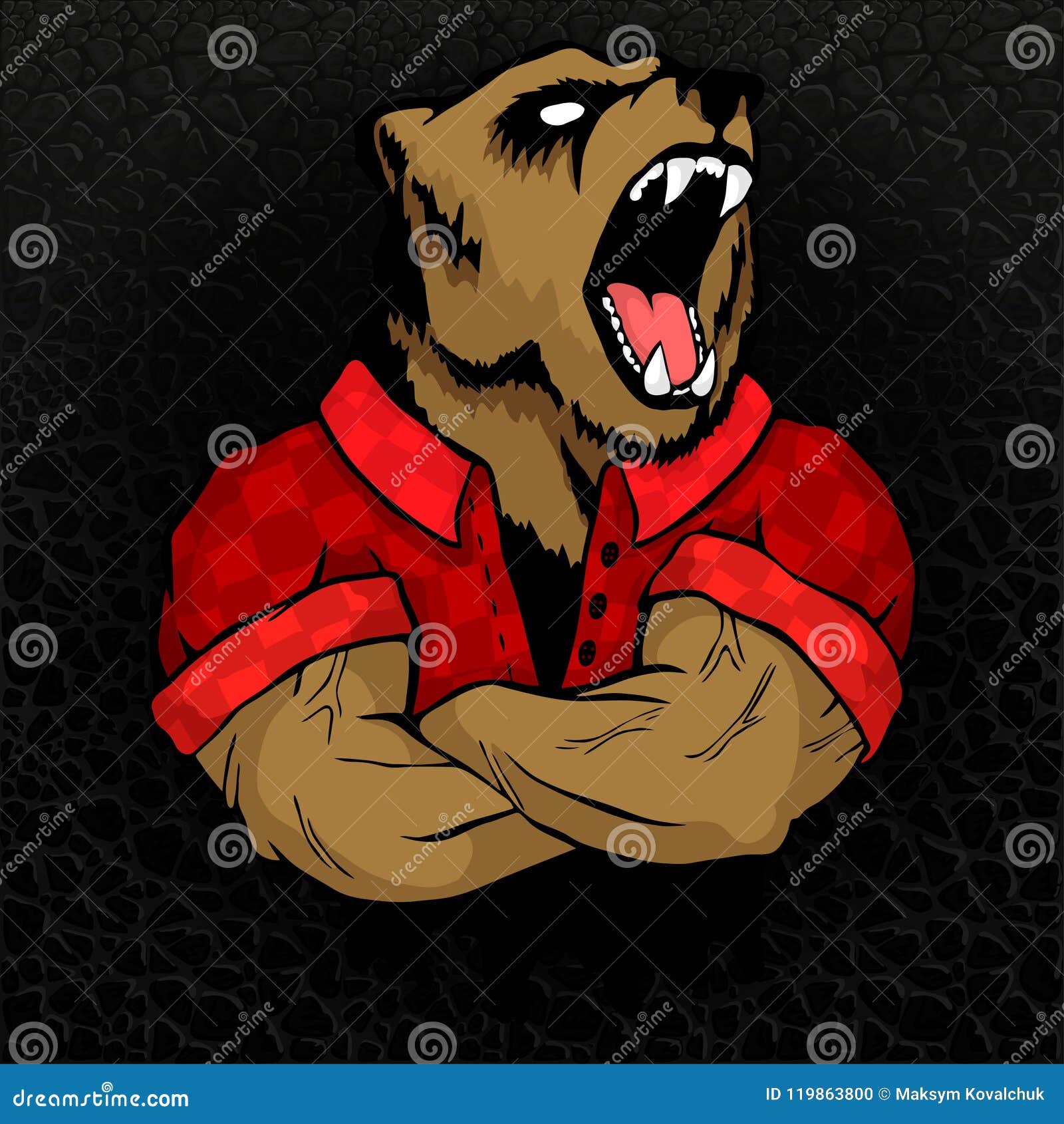 Strong Bear. Logo For Sports Club Team. Grizzly Bear With Big Mu ...