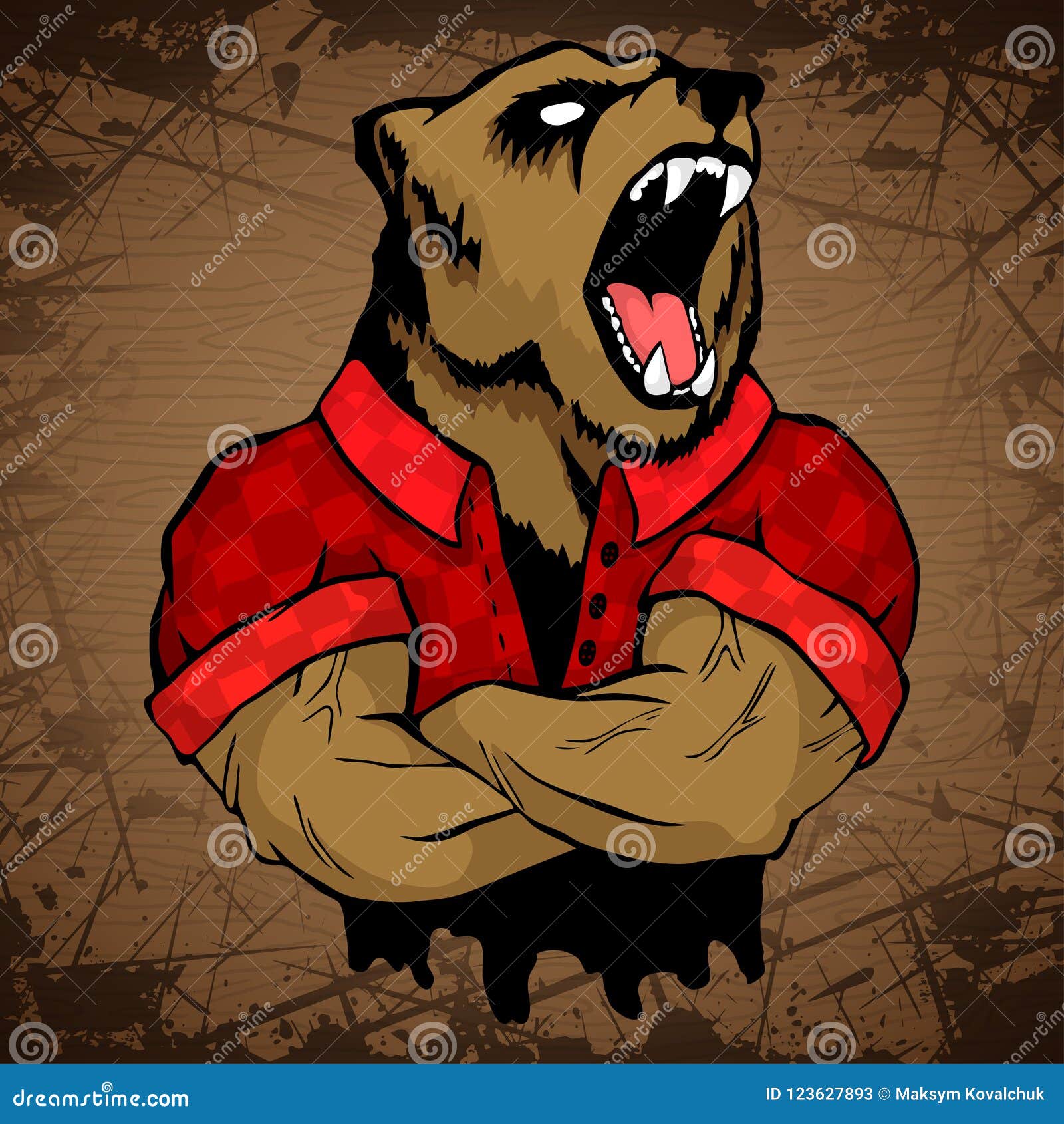 Strong Bear. Logo For Sports Club Team. Grizzly Bear With Big Mu ...