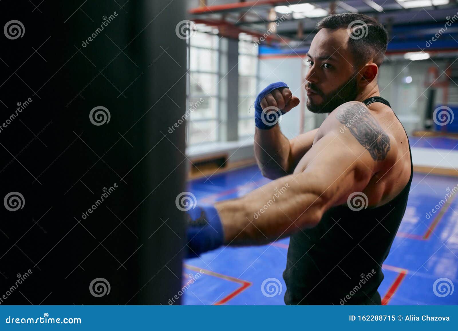 Strong Bearded Guy Preparing for a Competition Stock Image - Image of ...