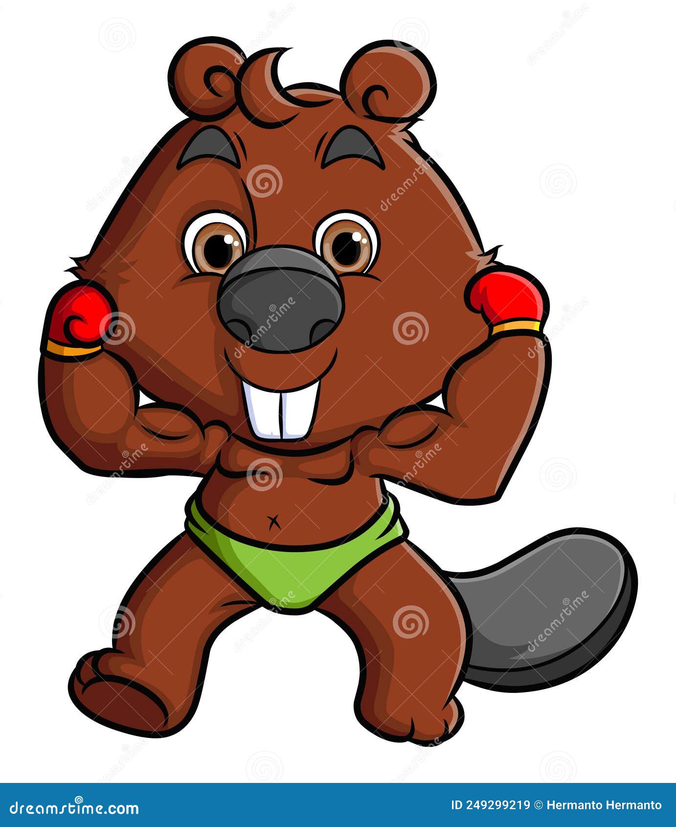 The Strong Beaver is Having a Big Muscle on Hand Stock Vector ...