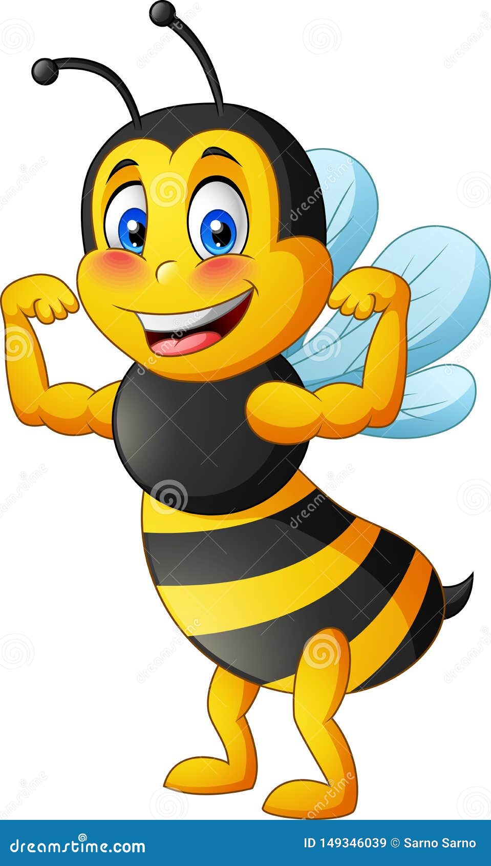Strong bee cartoon stock vector. Illustration of fighting - 149346039