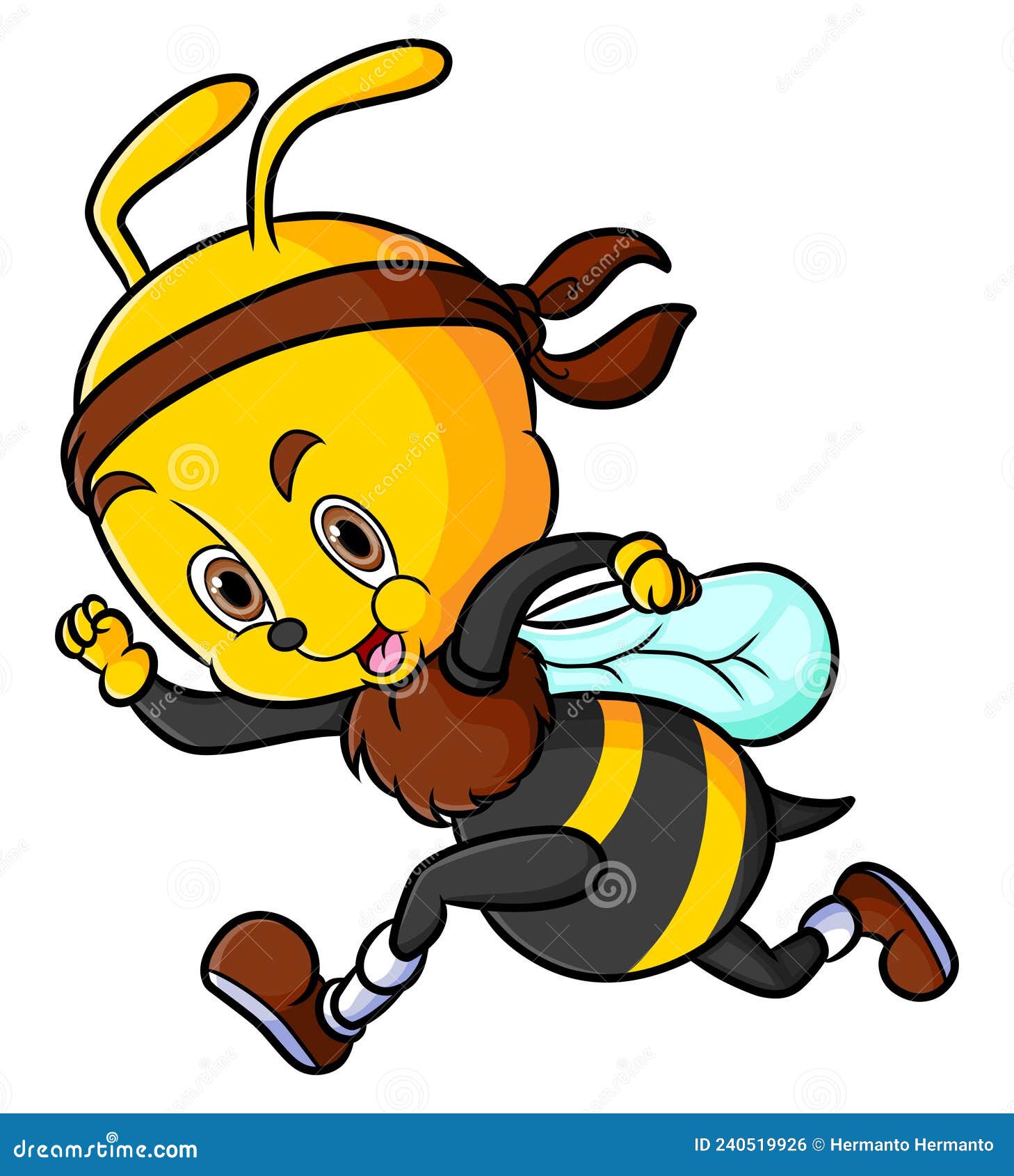 The Strong Bee is Doing the Marathon and Run Very Fast Stock Vector ...