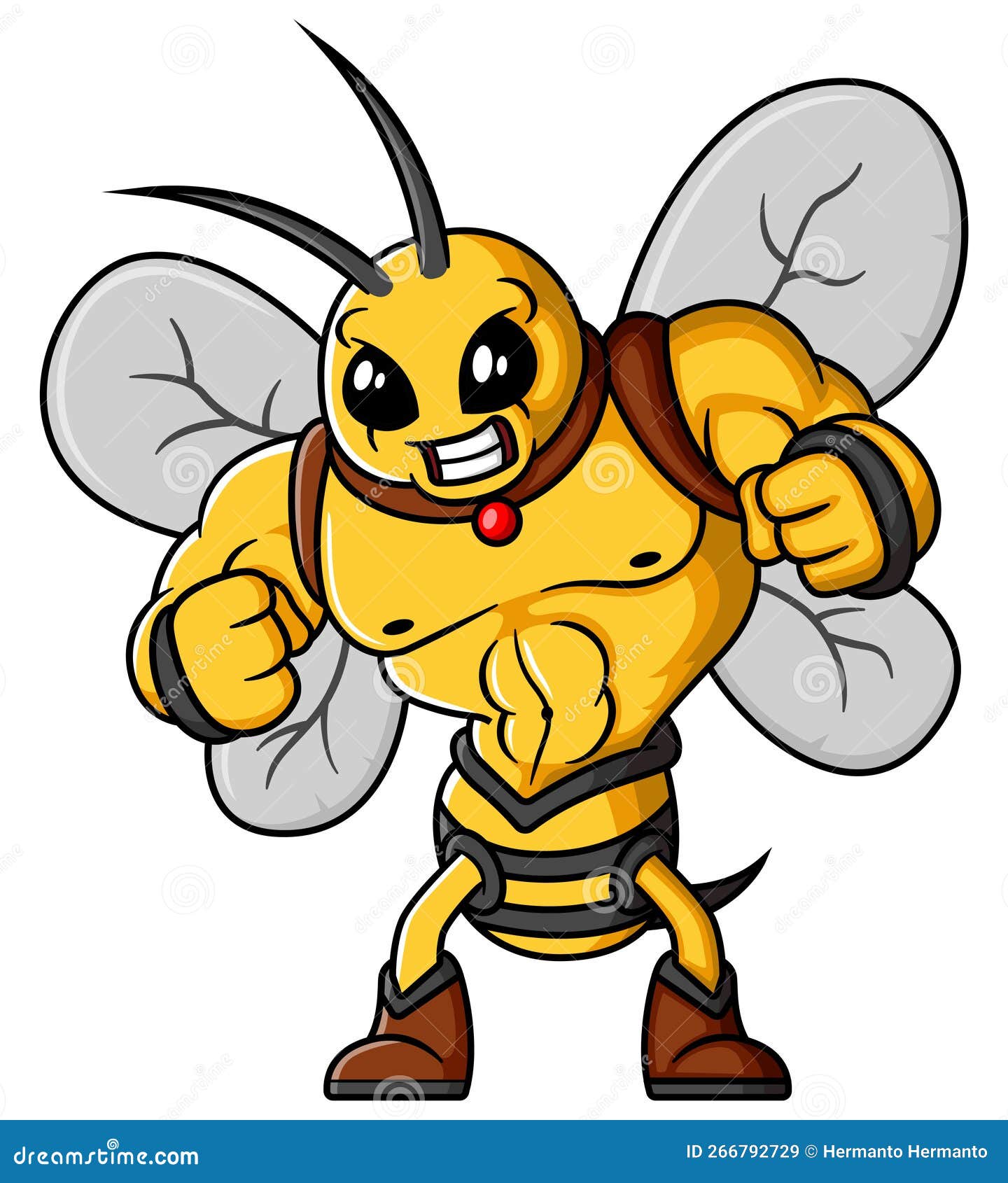 Strong Bee Fighter Cartoon Character Stock Vector - Illustration of ...