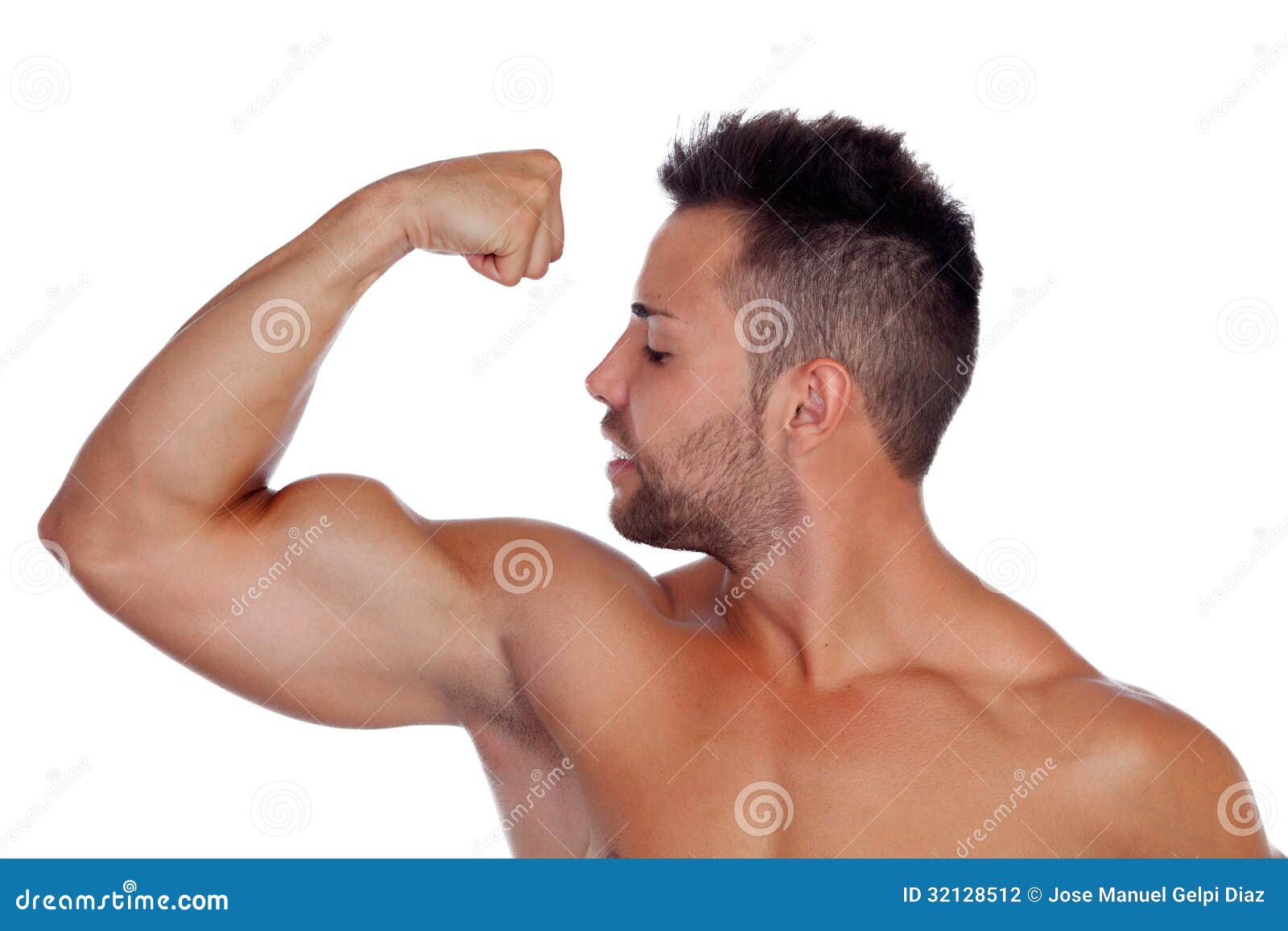 Strong Biceps. Athletic Body. Man Athlete Isolated White Background ...