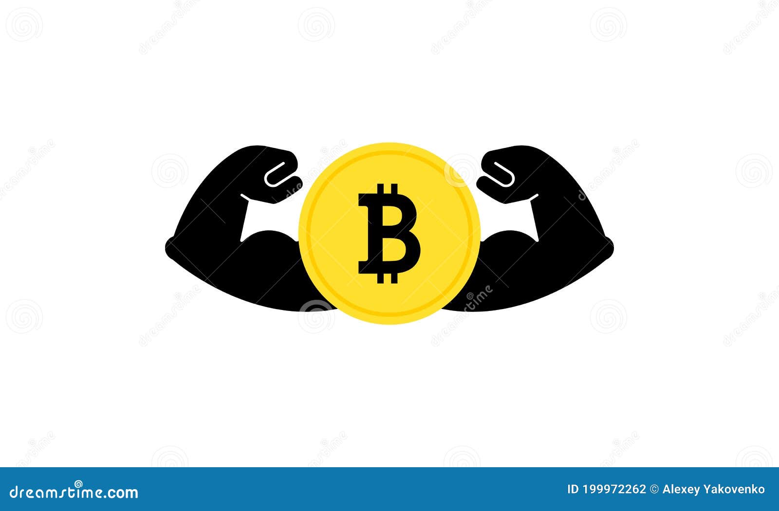 Strong Bitcoin Cryptocurrency Showing Big Muscles. Increase Of The ...