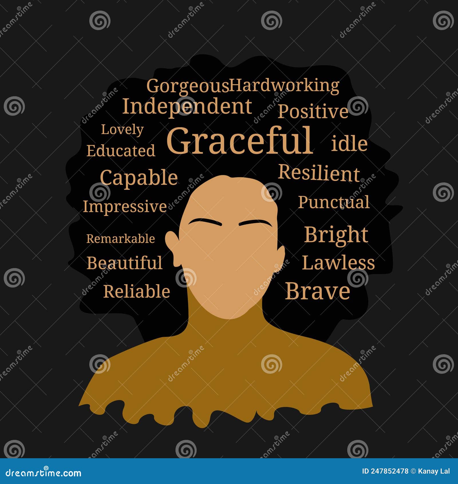 Strong Black Women Vector Portrait Stock Vector - Illustration of ...