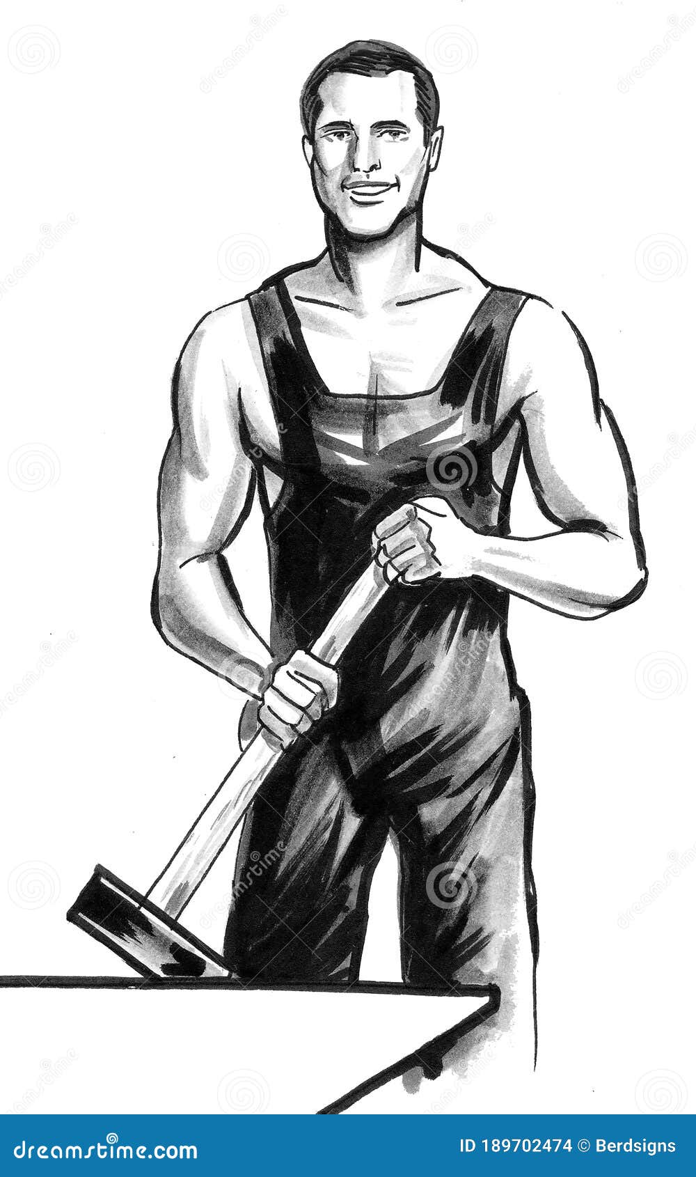 Strong Blacksmith with Hammer and Anvil Stock Illustration ...
