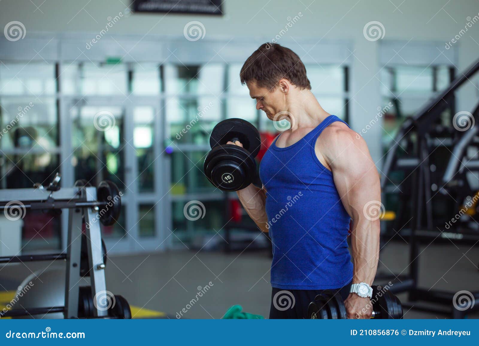 Strong Bodybuilder Exercising in a Gym Stock Photo - Image of fitness ...